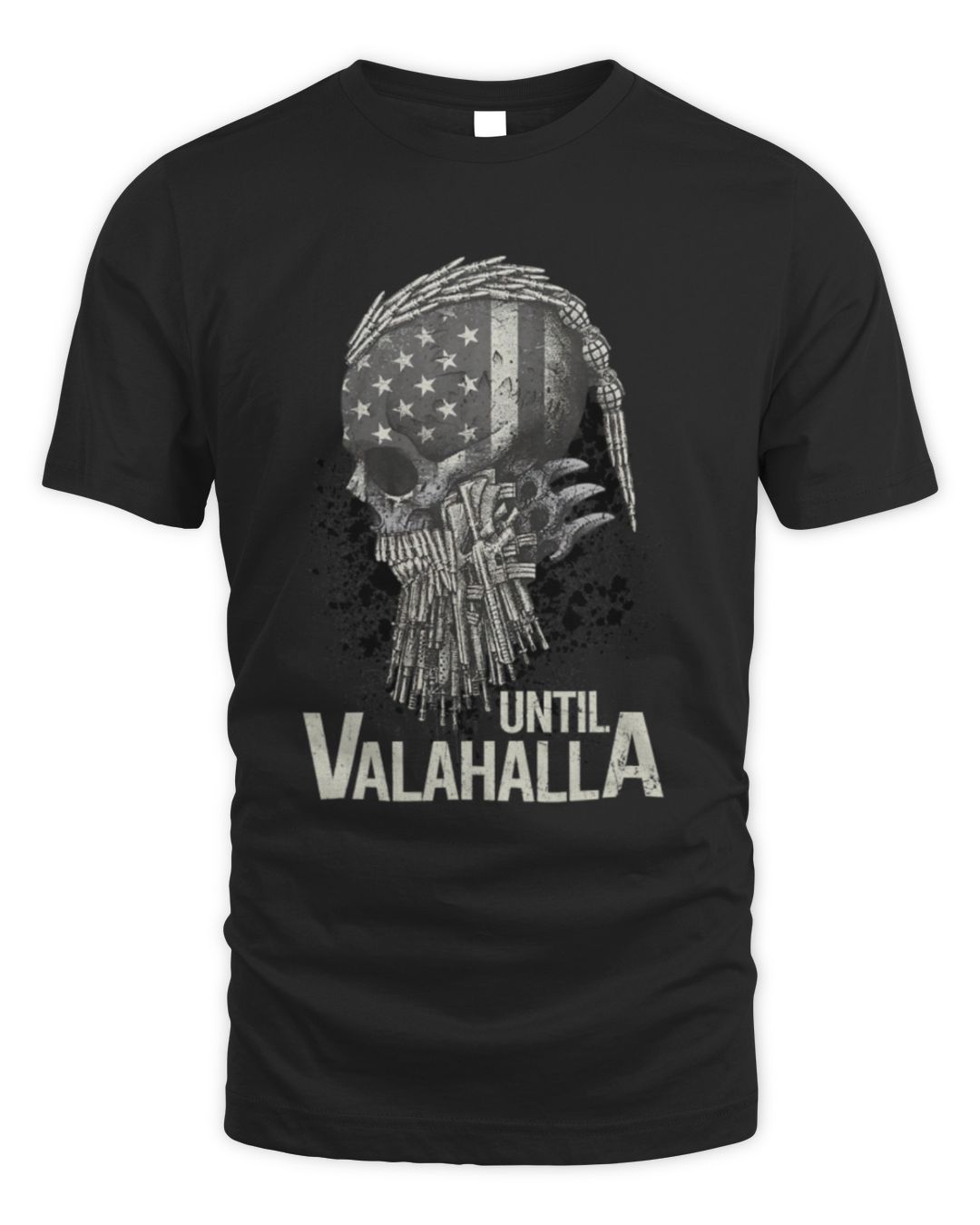 Until Valhalla Skull American Flag